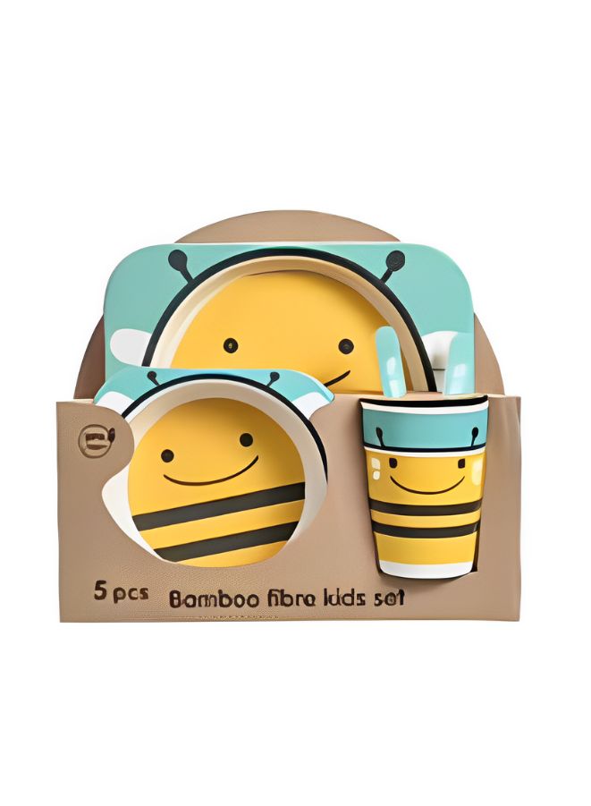 Kids Cutlery Set for Healthy Mealtime Bamboo 5 pcs Set, Bee